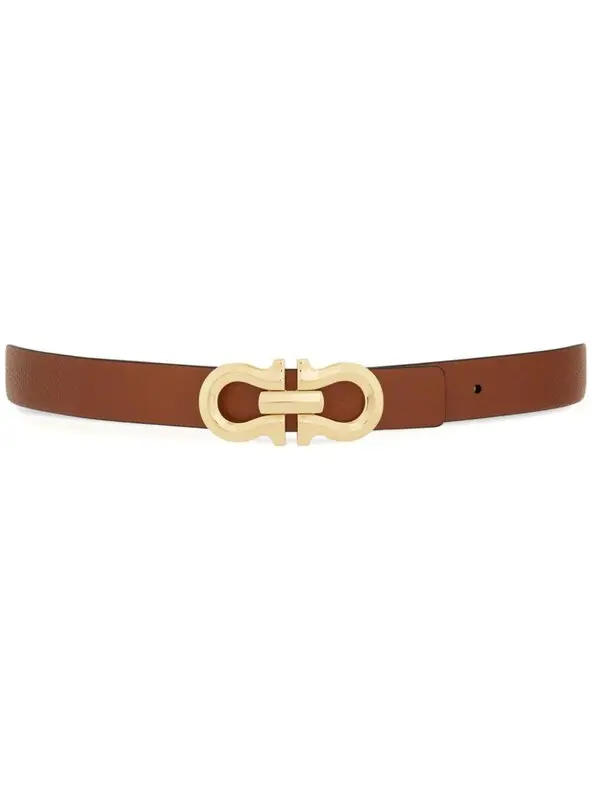 FERRAGAMO Reversible Gancini Leather Belt - Brown