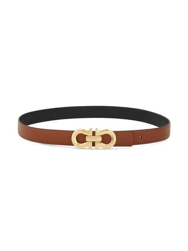 FERRAGAMO Reversible Gancini Leather Belt - Brown