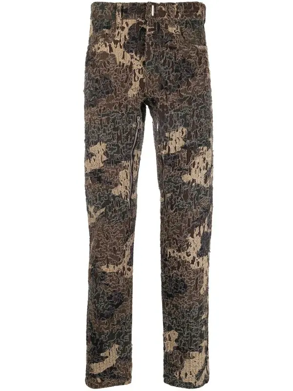 Givenchy Camouflage Print Straight Leg Trousers - Brown