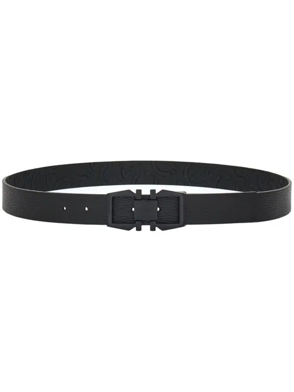 FERRAGAMO Reversible Gancini Leather Belt - Black