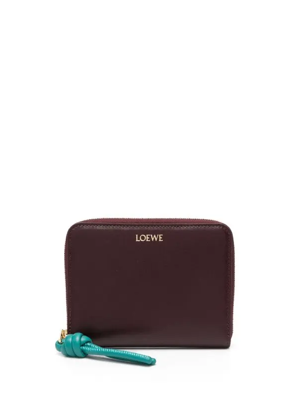 Loewe Logo-embossed Knot Leather Wallet - Red