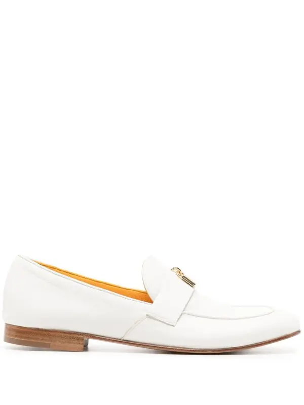 MADISON MAISON Lock Leather Loafers - White
