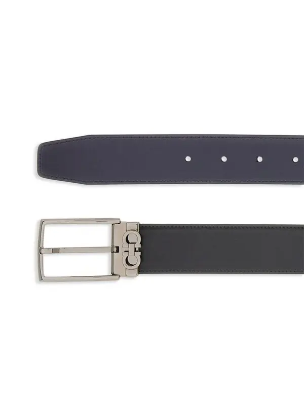 FERRAGAMO Reversible Gancini Leather Belt - Blue