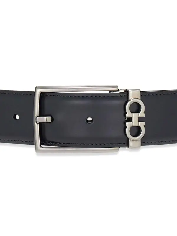 FERRAGAMO Reversible Gancini Leather Belt - Blue