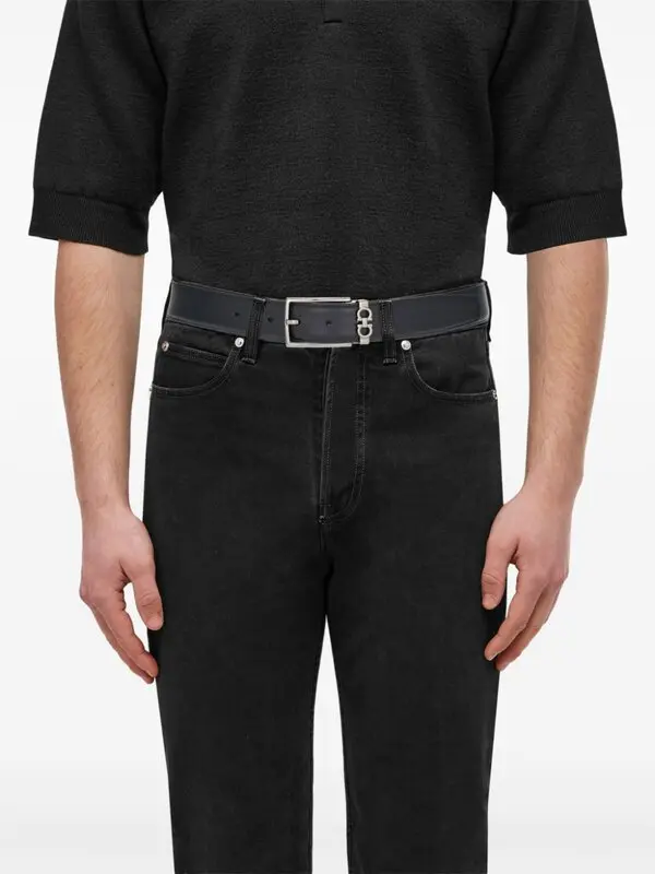 FERRAGAMO Reversible Gancini Leather Belt - Blue