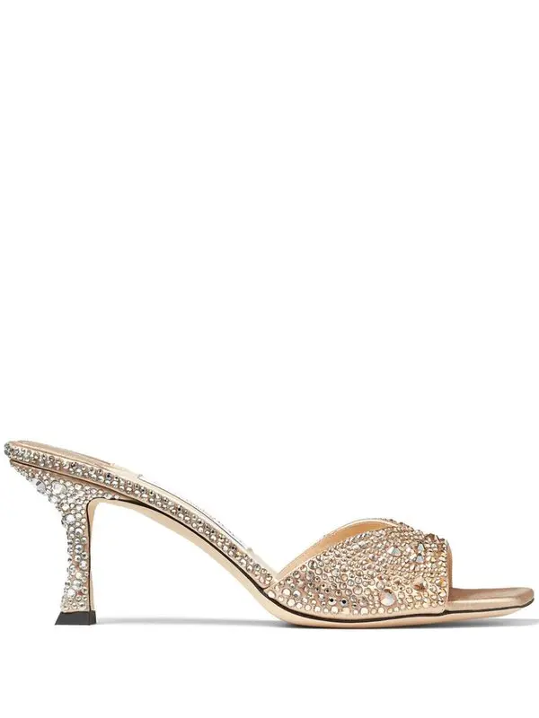 JIMMY CHOO Skye 70 Embellished Satin Sandals - Gold