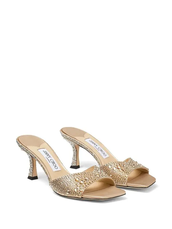 JIMMY CHOO Skye 70 Embellished Satin Sandals - Gold