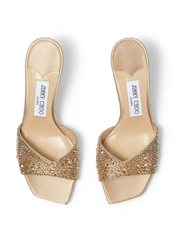 JIMMY CHOO Skye 70 Embellished Satin Sandals - Gold