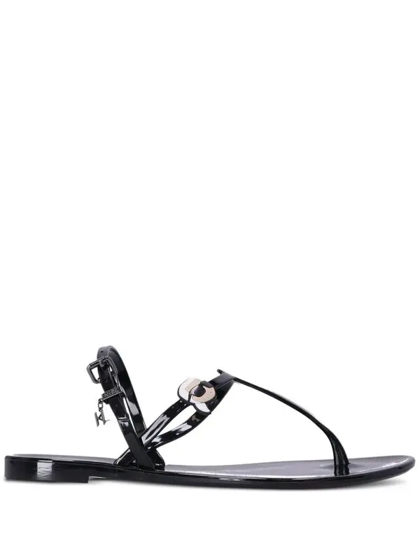Karl Lagerfeld Ikonik Karl Nft Patent-finish Sandals - Black