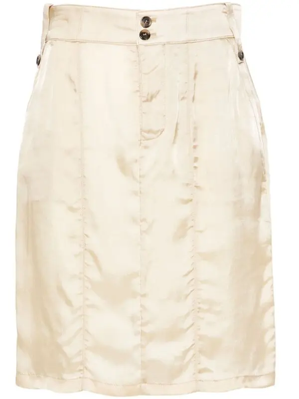Saint Laurent Satin Pencil Skirt - Neutrals
