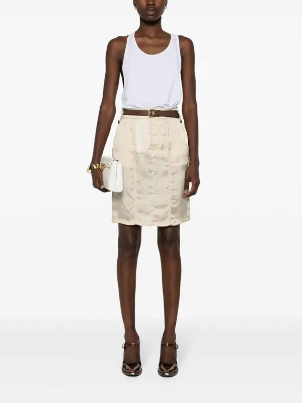 Saint Laurent Satin Pencil Skirt - Neutrals