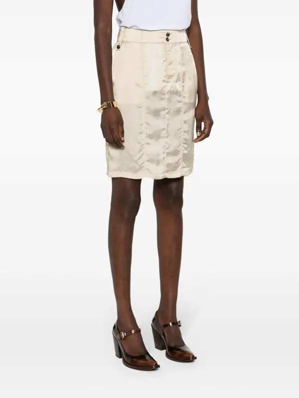 Saint Laurent Satin Pencil Skirt - Neutrals