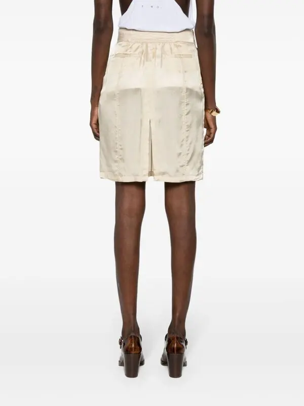 Saint Laurent Satin Pencil Skirt - Neutrals