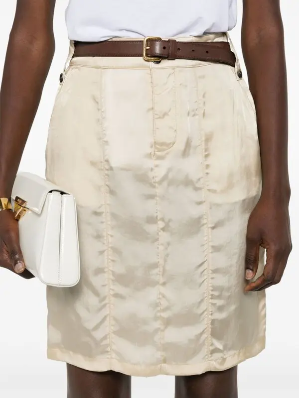 Saint Laurent Satin Pencil Skirt - Neutrals