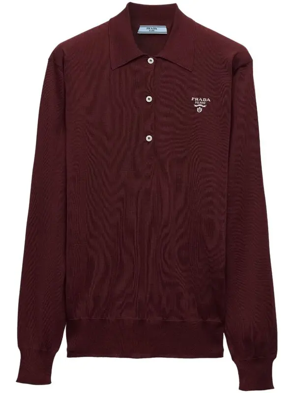 Prada Embroidered-logo Silk Polo Shirt