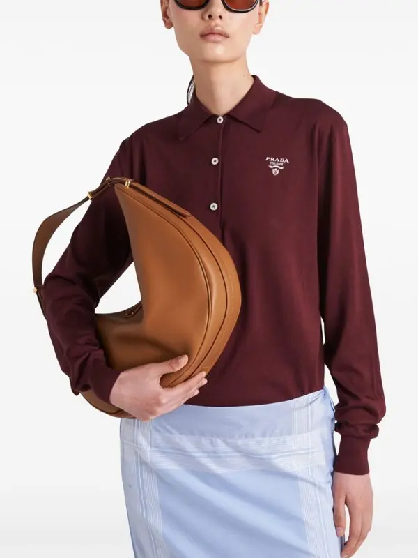 Prada Embroidered-logo Silk Polo Shirt