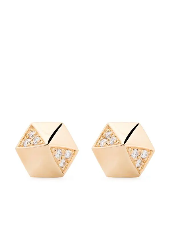 Harwell Godfrey 18kt Yellow Pyramid Diamond Stud Earrings - Gold