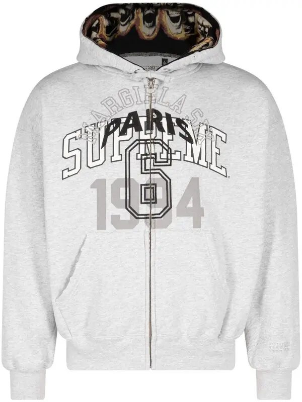 Supreme X Mm6 Maison Margiela Logo-print Hoodie - Grey