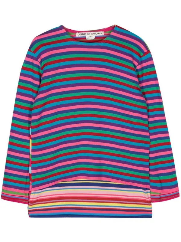 Comme Des Garçons Striped Layered Jumper - Pink