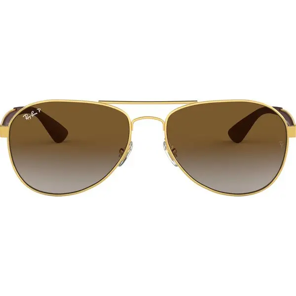 Ray-ban 61mm Gradient Polarized Aviator Sunglasses - Gold