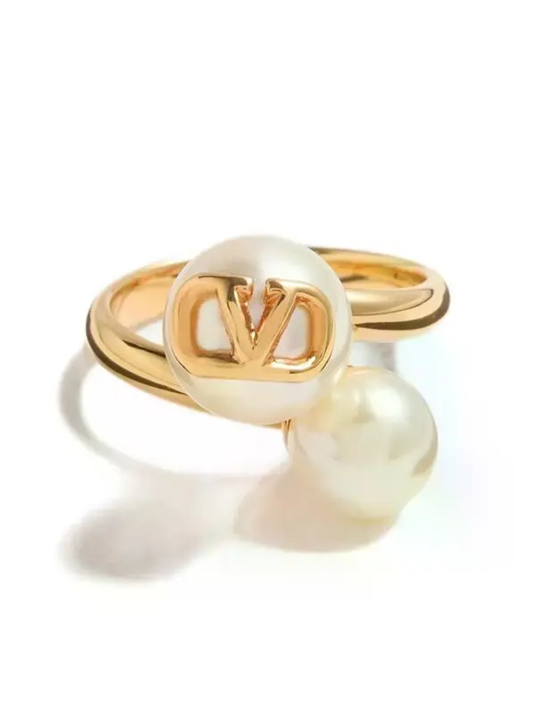 Valentino Garavani Vlogo Signature Pearl Ring - Gold