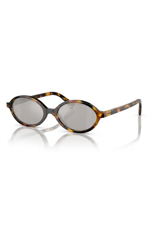 Miu Miu 50mm Oval Sunglasses - Grey Mirror