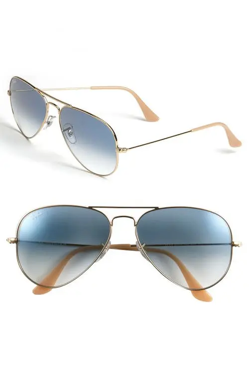 Ray-ban 58mm Aviator Sunglasses - Gold/blue Gradient