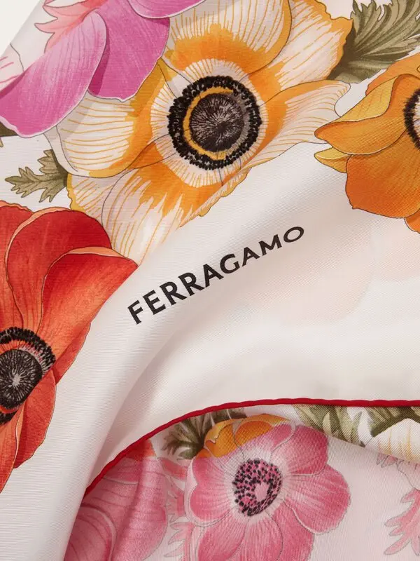 FERRAGAMO Anemone-print Silk Scarf