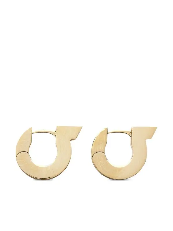 FERRAGAMO Gancini Crystal-embellished Hoop Earrings - Gold