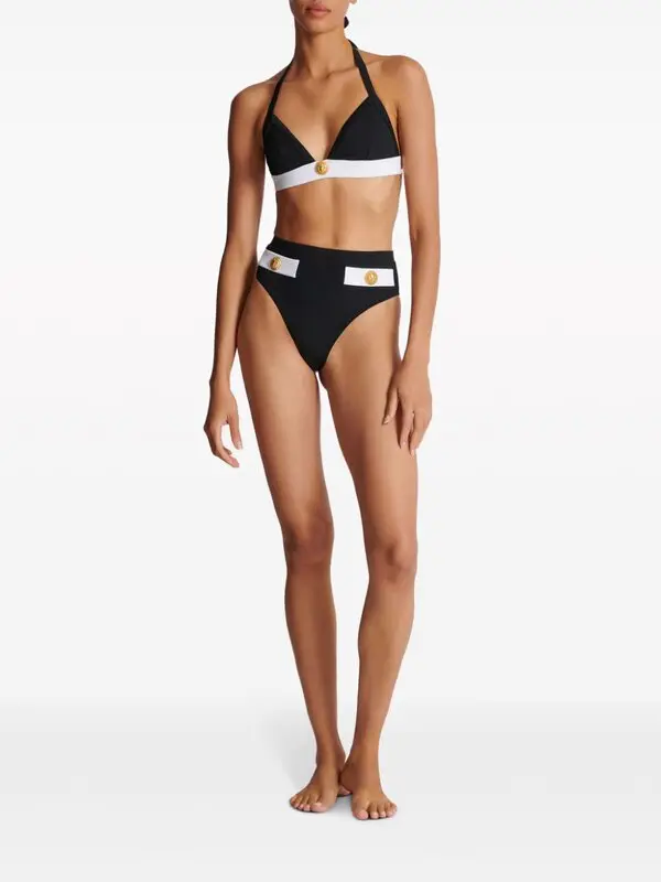 Balmain Button-embellished High-waisted Bikini