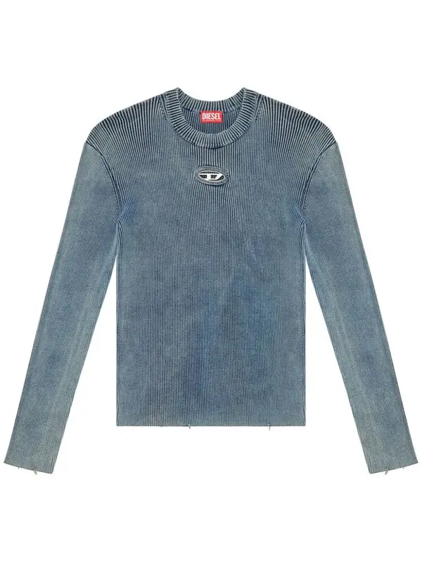 DIESEL® Appliqué-logo Ribbed Top - Blue