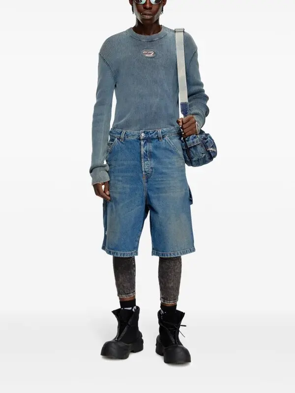 DIESEL® Appliqué-logo Ribbed Top - Blue