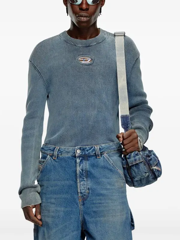 DIESEL® Appliqué-logo Ribbed Top - Blue