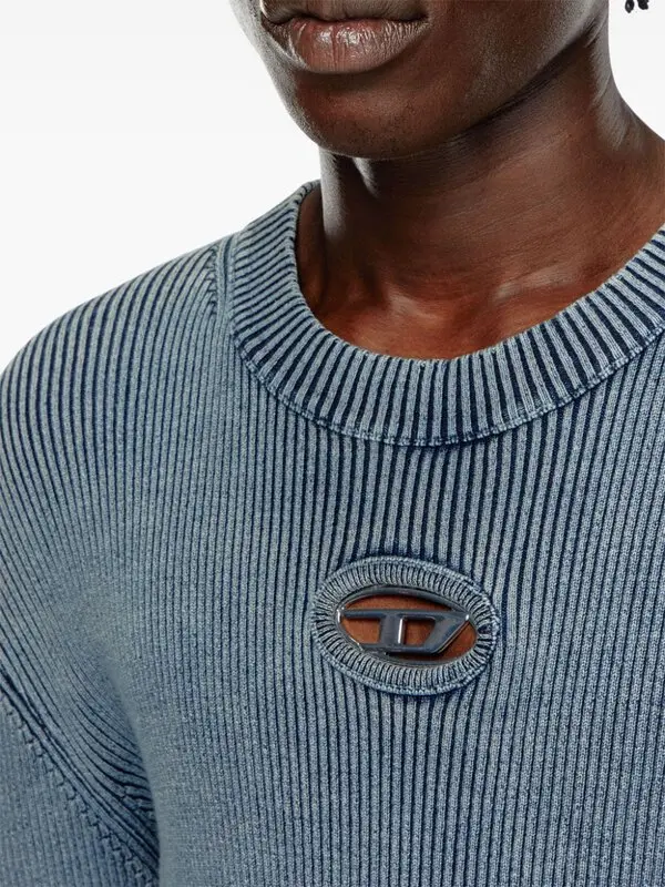 DIESEL® Appliqué-logo Ribbed Top - Blue