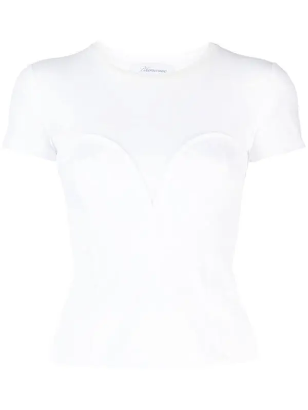 Blumarine Embossed-detailing Cotton T-shirt - White