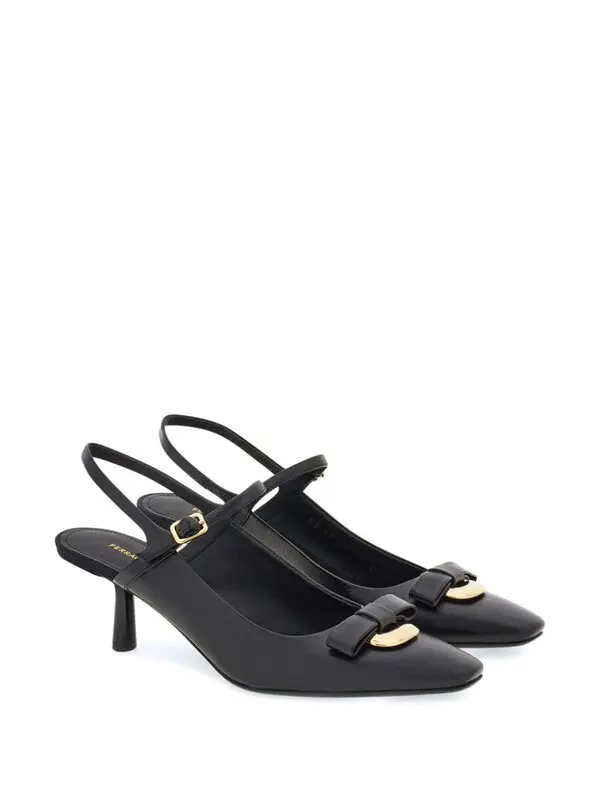 FERRAGAMO 55mm Drop Bow Pumps - Black