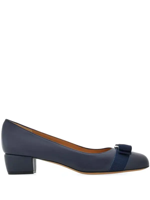 FERRAGAMO Vara 30mm Leather Pumps - Blue