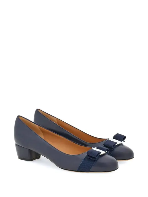 FERRAGAMO Vara 30mm Leather Pumps - Blue