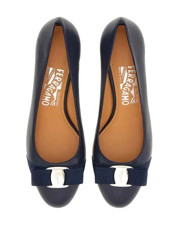 FERRAGAMO Vara 30mm Leather Pumps - Blue