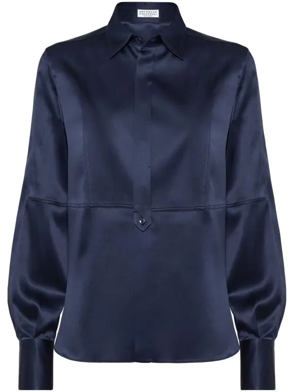 Brunello Cucinelli Stretch-silk Shirt - Blue
