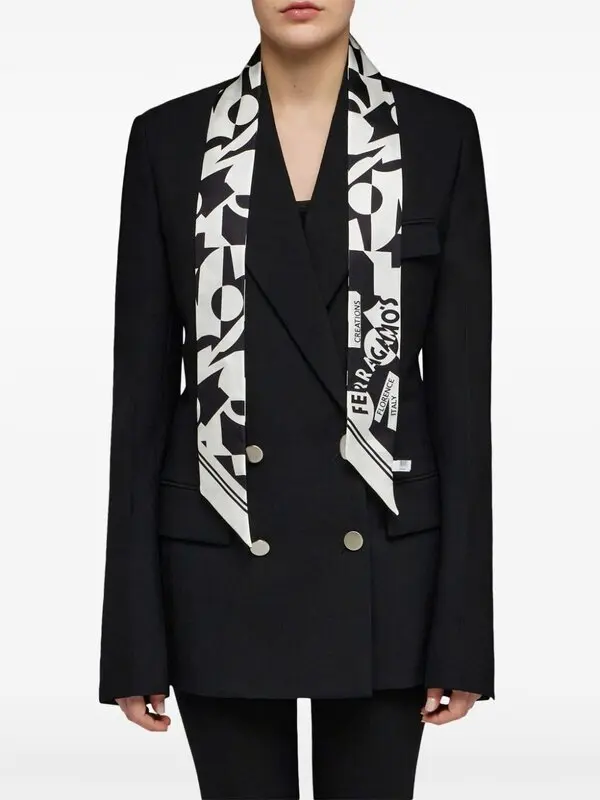 FERRAGAMO Logo-print Silk Scarf
