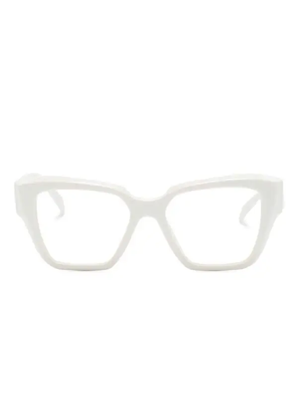 Prada Logo-plaque Square-frame Glasses - White