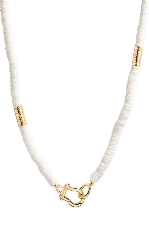 BROOK & YORK Capri Beaded Shell Necklace - Gold/ White