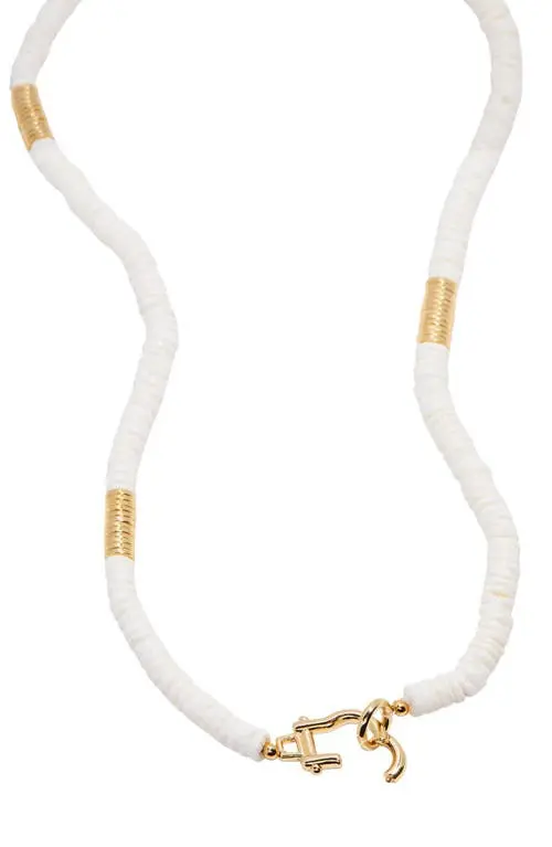 BROOK & YORK Capri Beaded Shell Necklace - Gold/ White