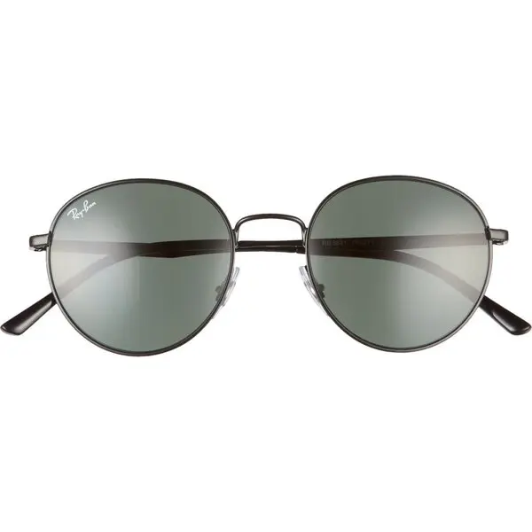 Ray-ban Phantos 50mm Round Sunglasses - Black/dark Green