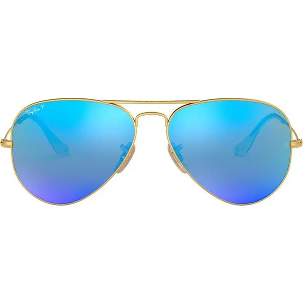 Ray-ban Standard Icons 58mm Mirrored Polarized Aviator Sunglasses - Gold/blue Mirror