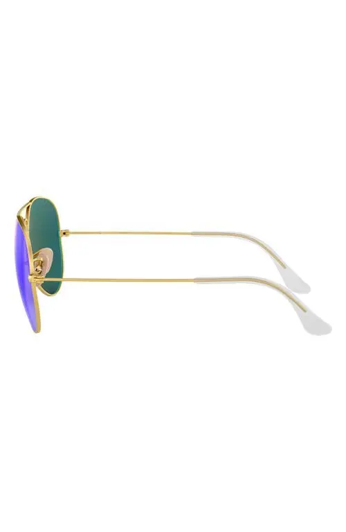Ray-ban Standard Icons 58mm Mirrored Polarized Aviator Sunglasses - Gold/blue Mirror
