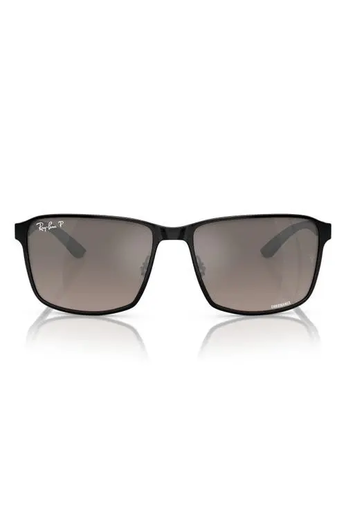 Ray-ban Chromance 55mm Polarized Square Sunglasses - Black/grey