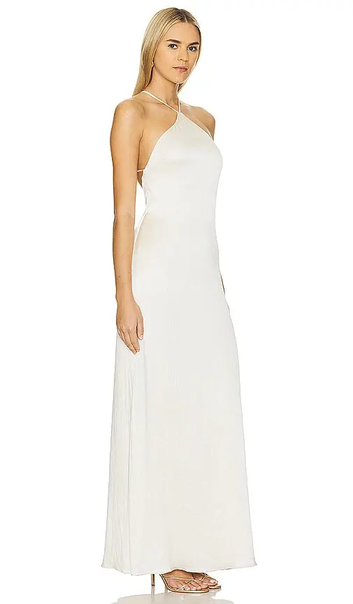 Line & Dot Glossy Halter Maxi Dress
