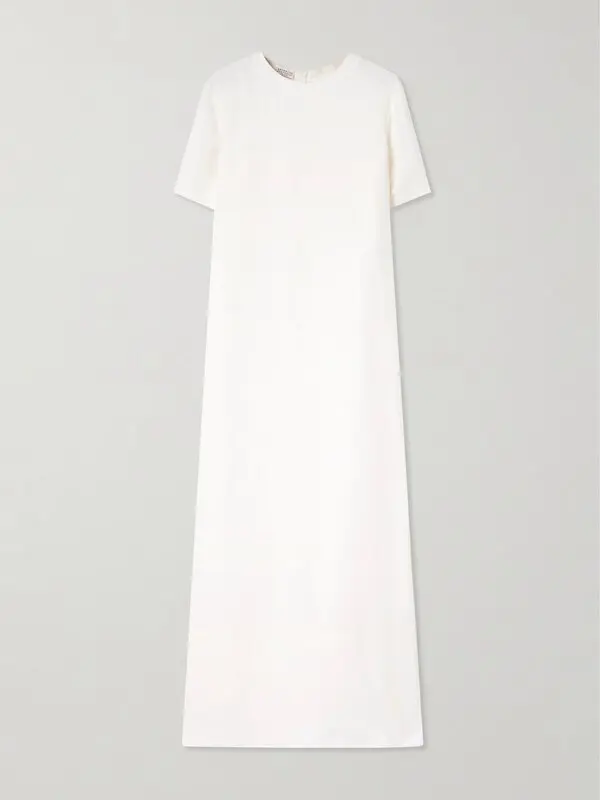 Brunello Cucinelli Bead-embellished Twill Midi Dress - Off-white